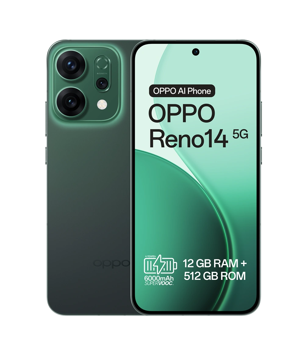 Oppo Reno 14 5G 512GB Verde | Loja Online NOS